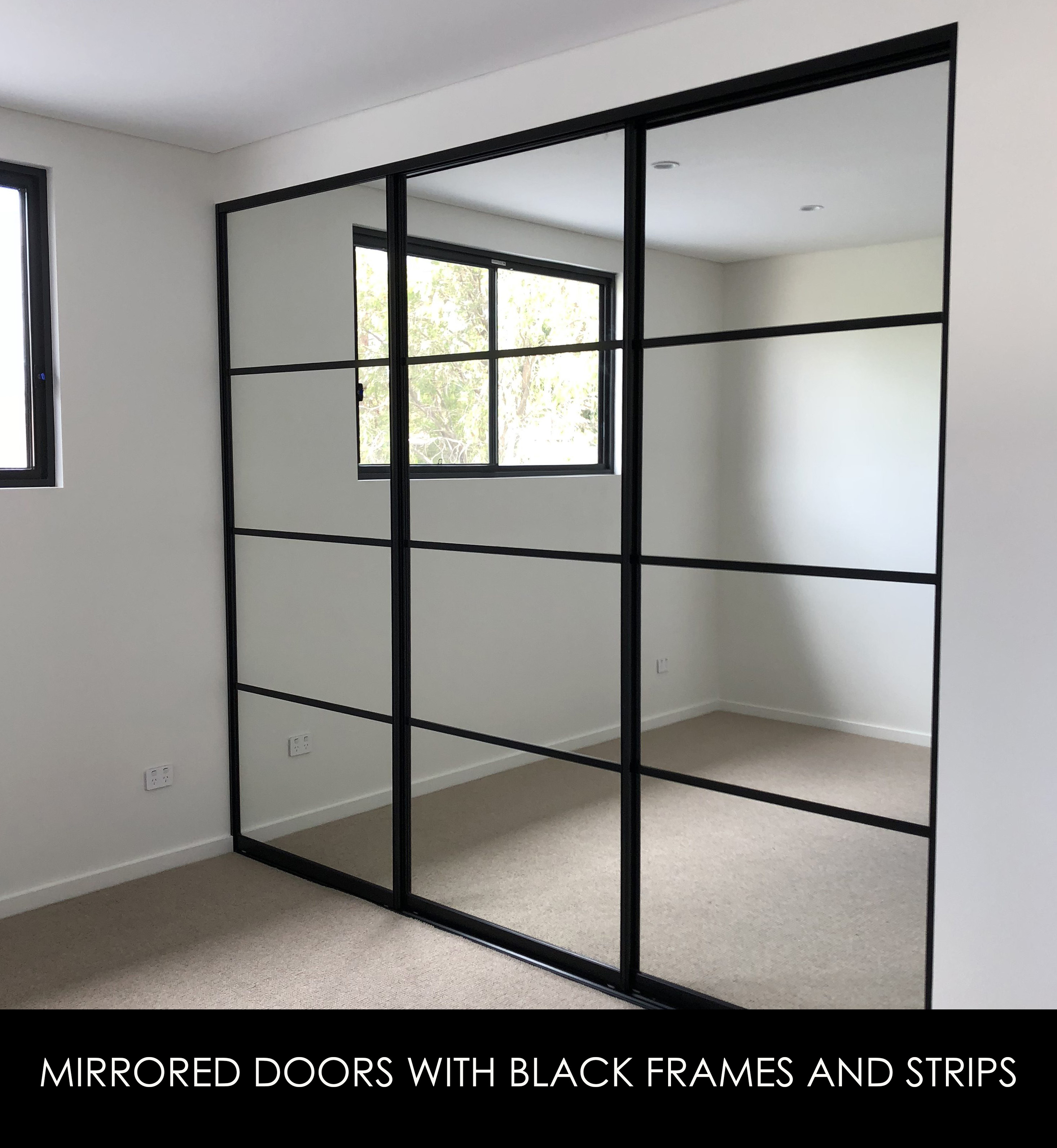Mirrors with black frames and strips - Robes Delivered